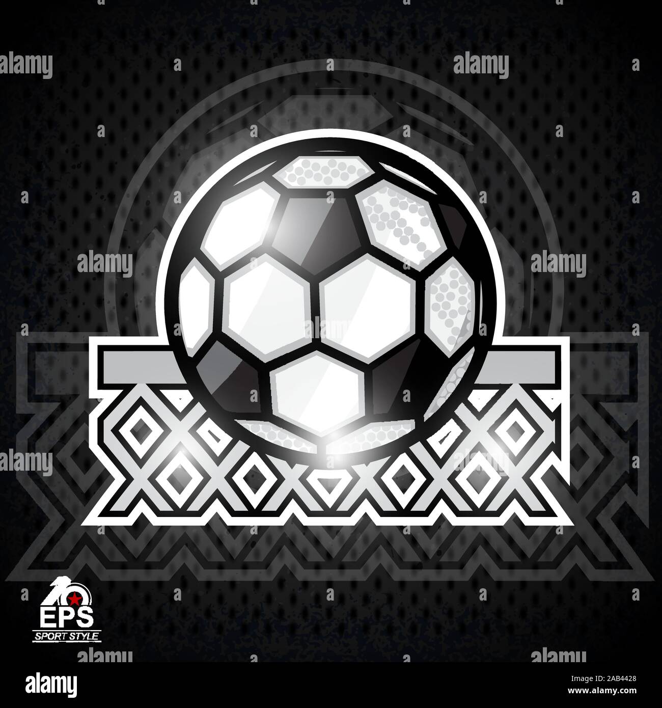 Soccer ball in center of football goal net . Sport logo for any ...