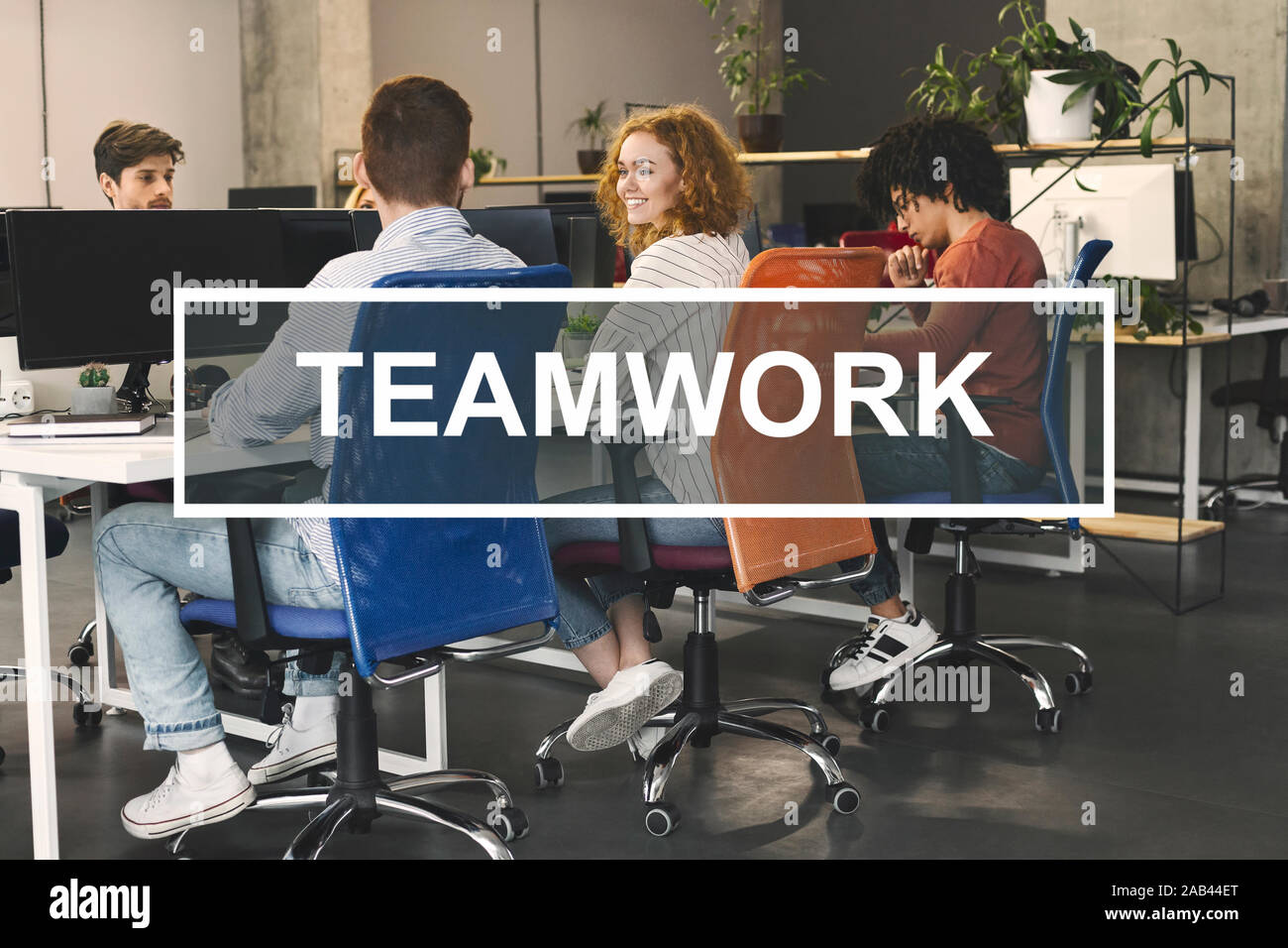 Professional team working in modern office interior Stock Photo - Alamy