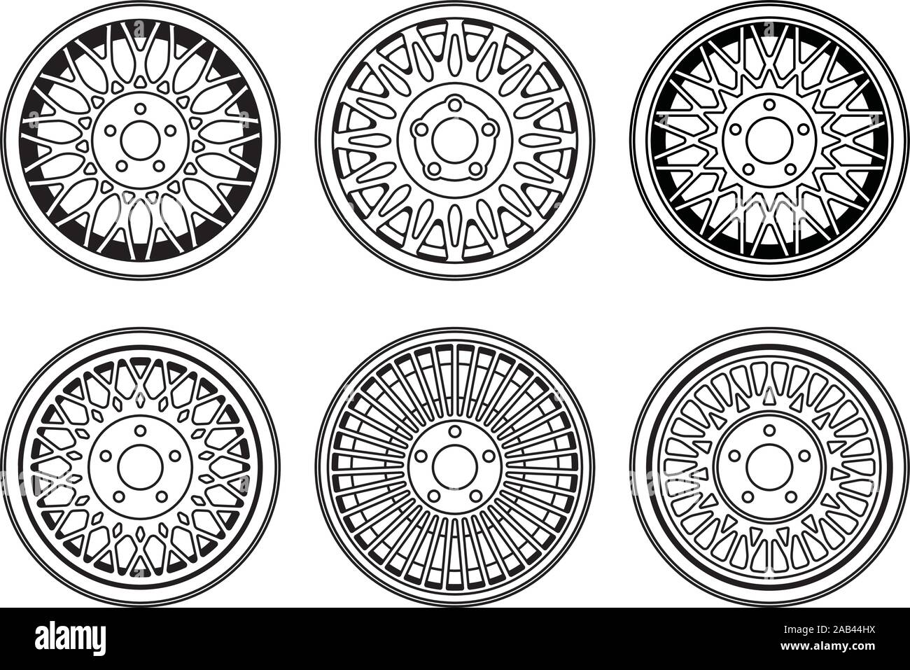 Car wheel rim icons. Vehicle parts. Vector illustration Stock Vector ...