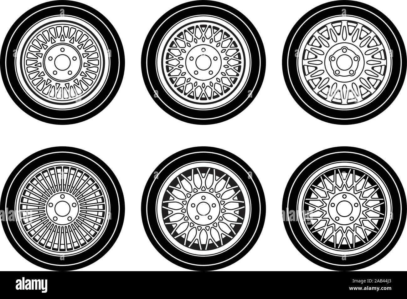 Car wheel icons. Rim and tires. Vector illustration Stock Vector Image ...