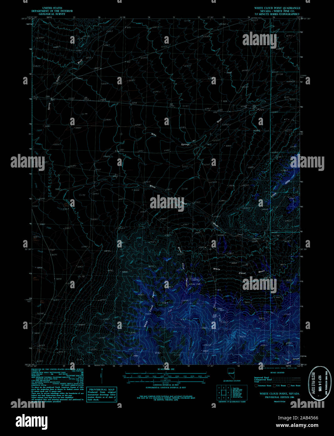 USGS TOPO Map Nevada NV White Cloud Point 320551 1986 24000 Inverted ...