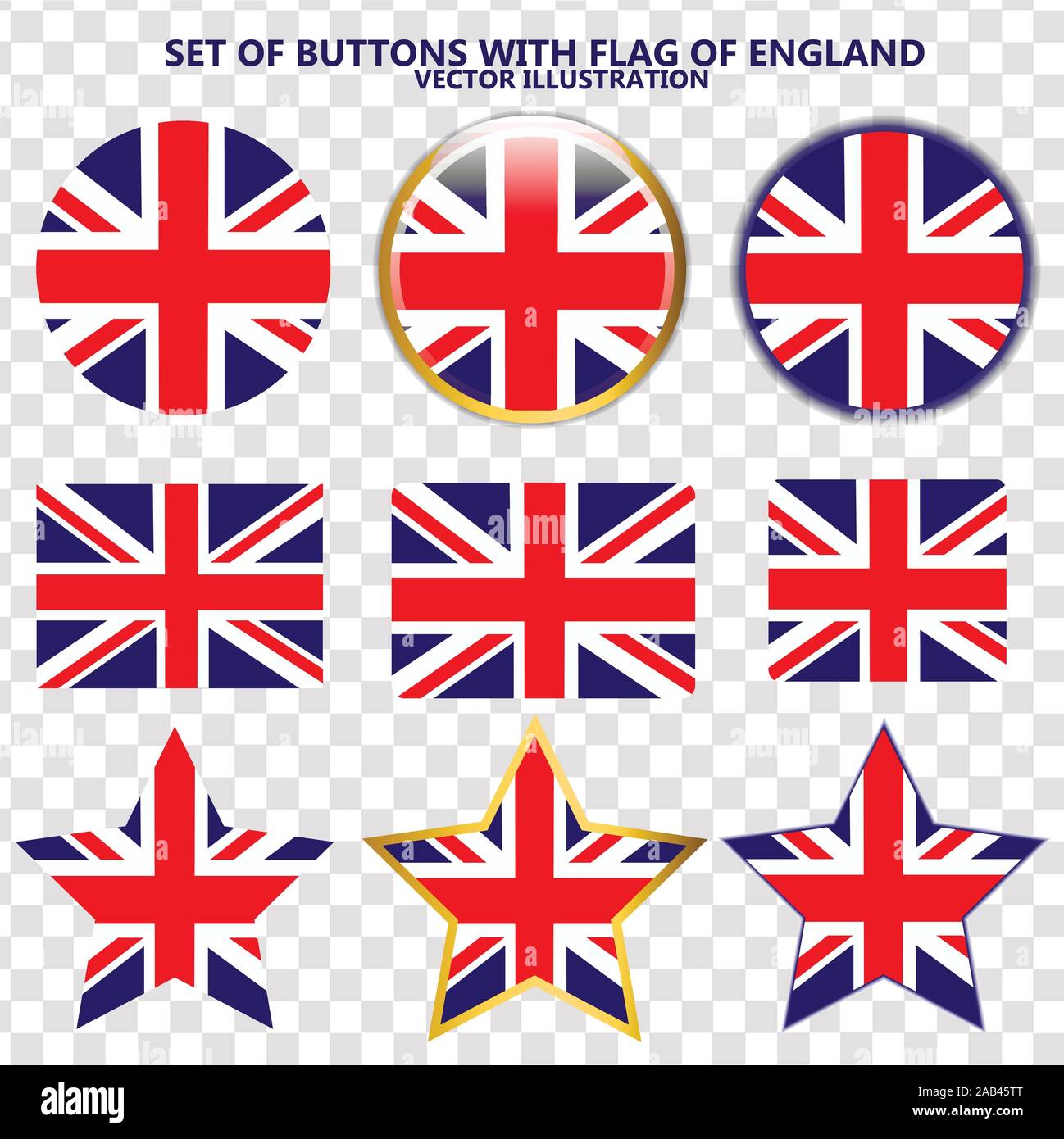 Made in England stickers. Bright set of stickers with flag of England ...
