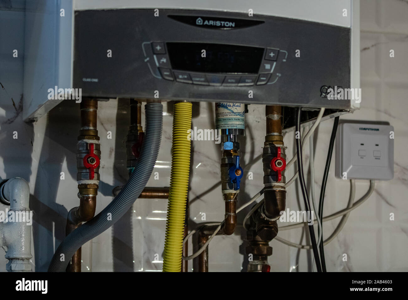 Central heating system. Central heating pipes. Bucharest, Romania, 2019 ...