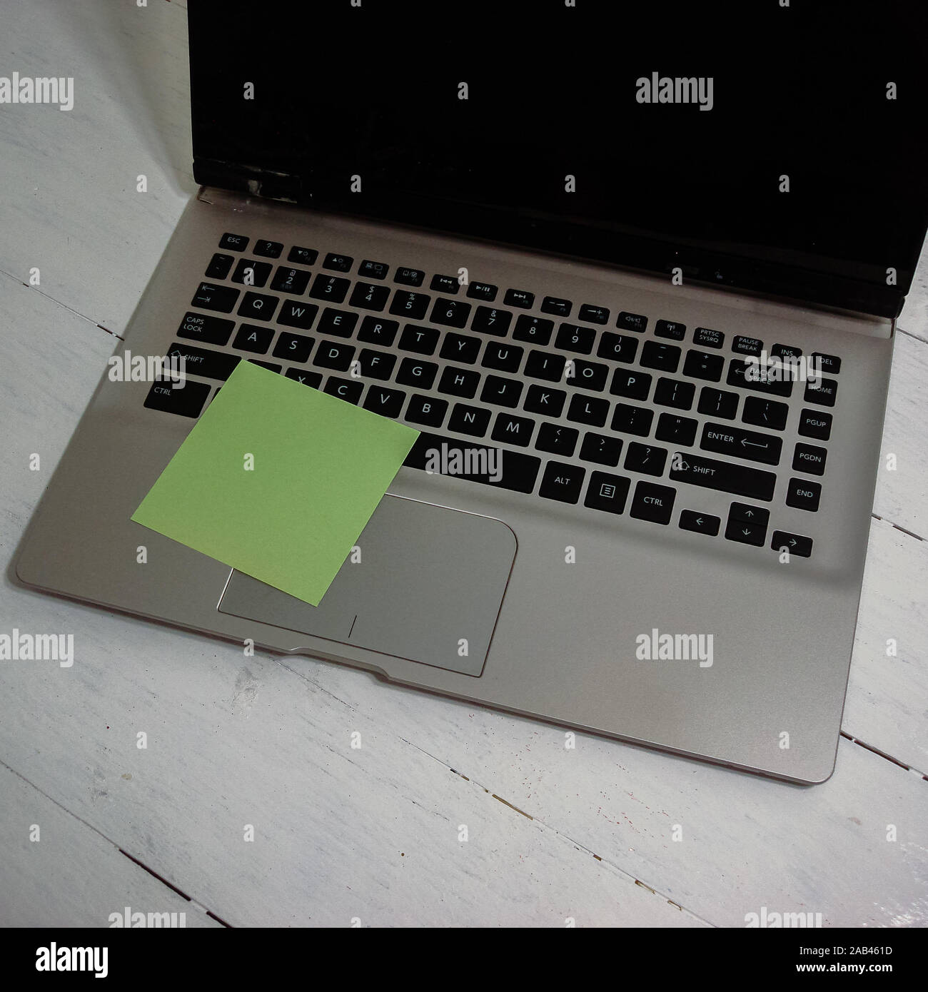 Colorful sticky note on laptop keyboard. Post it on keyboard Stock ...