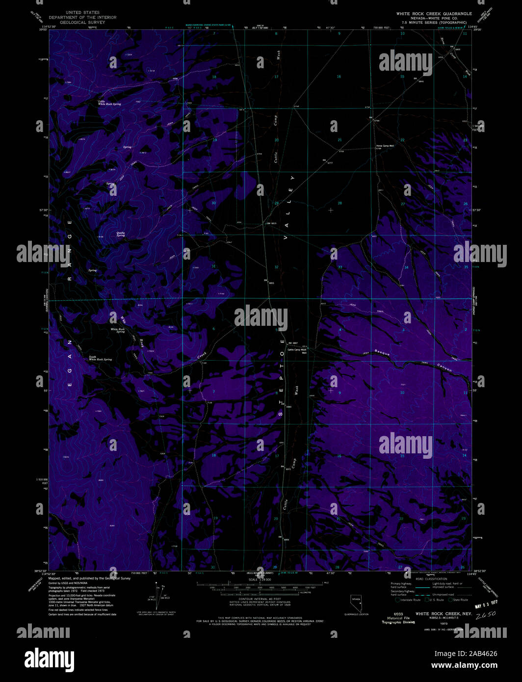 USGS TOPO Map Nevada NV White Rock Creek 320561 1973 24000 Inverted ...
