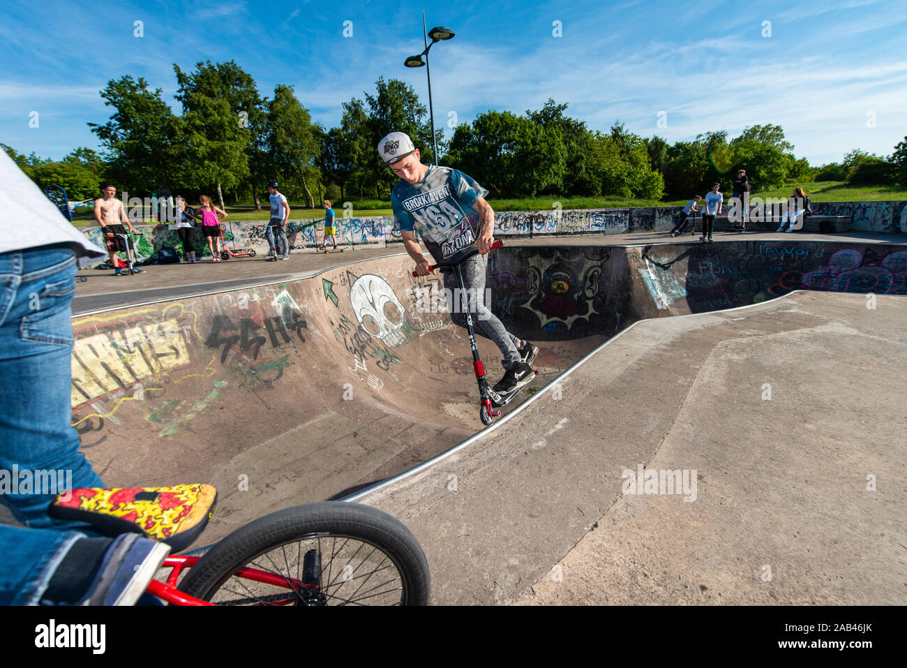 Scooter riders perform in a professional competition at the Hanley ...