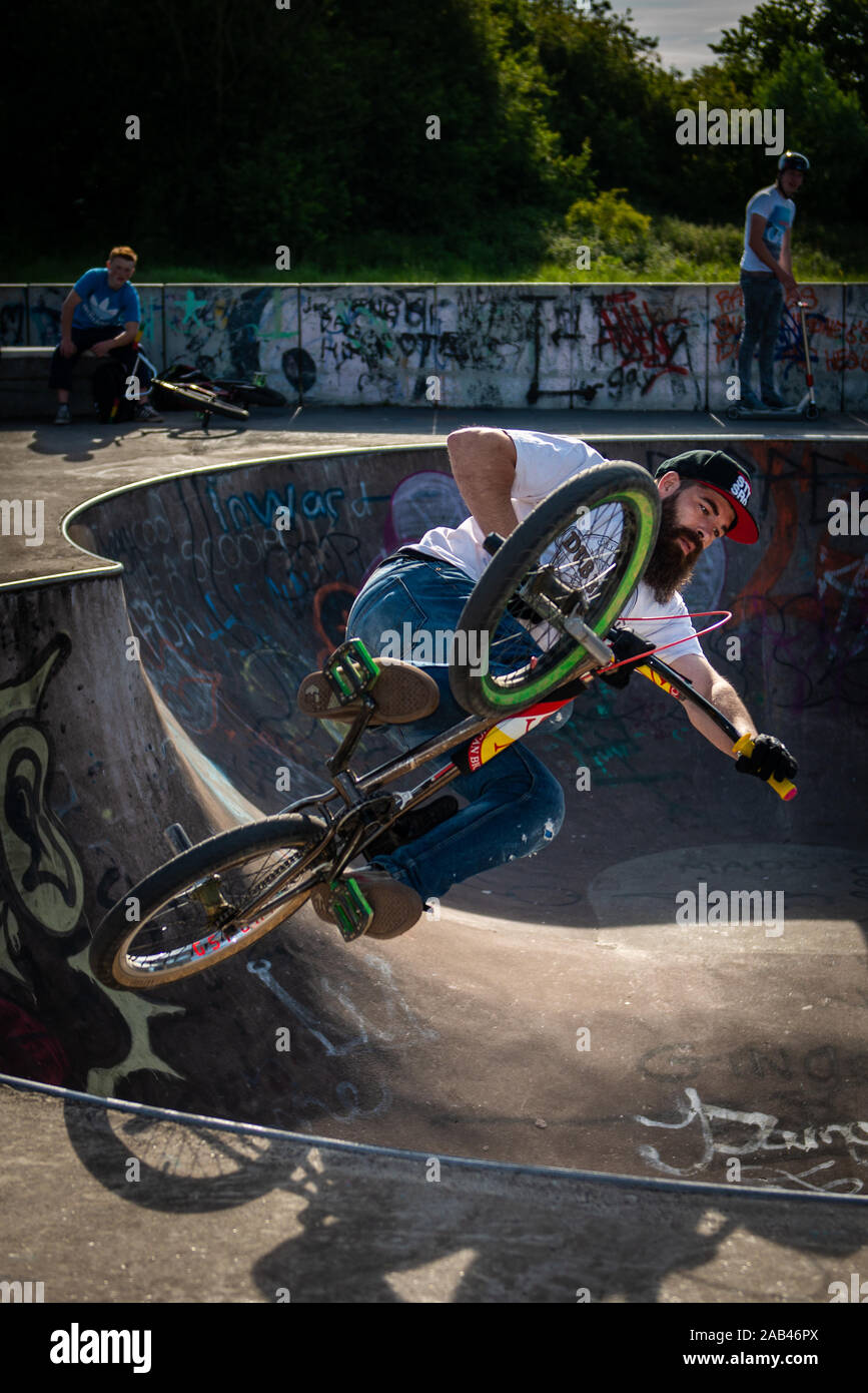 Pro, Professional BMX riders compete in a annual competition at the ...