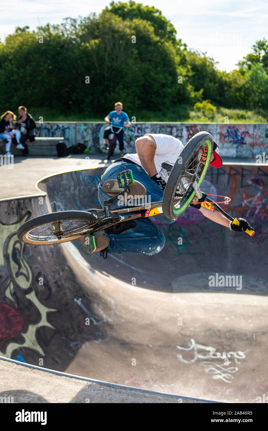 Pro, Professional BMX riders compete in a annual competition at the ...