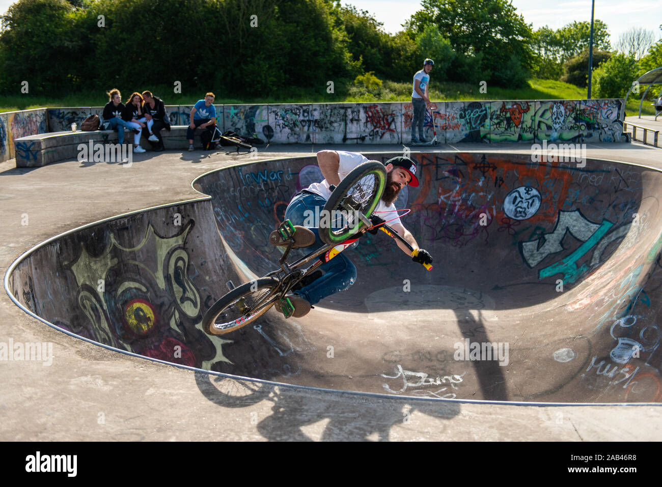 Pro, Professional BMX riders compete in a annual competition at the ...