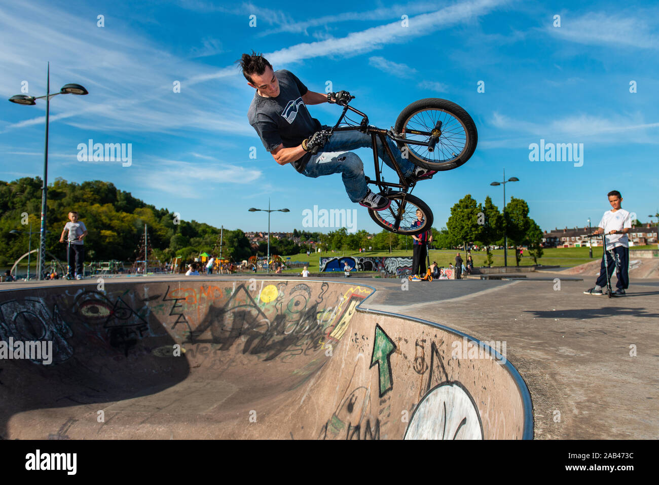 Pro, Professional BMX riders compete in a annual competition at the ...