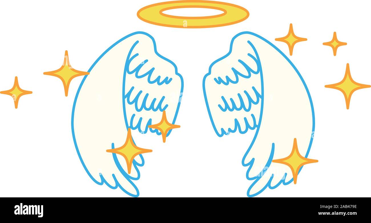 This is a illustration of Cute Angel wings with angel ring Stock Vector ...