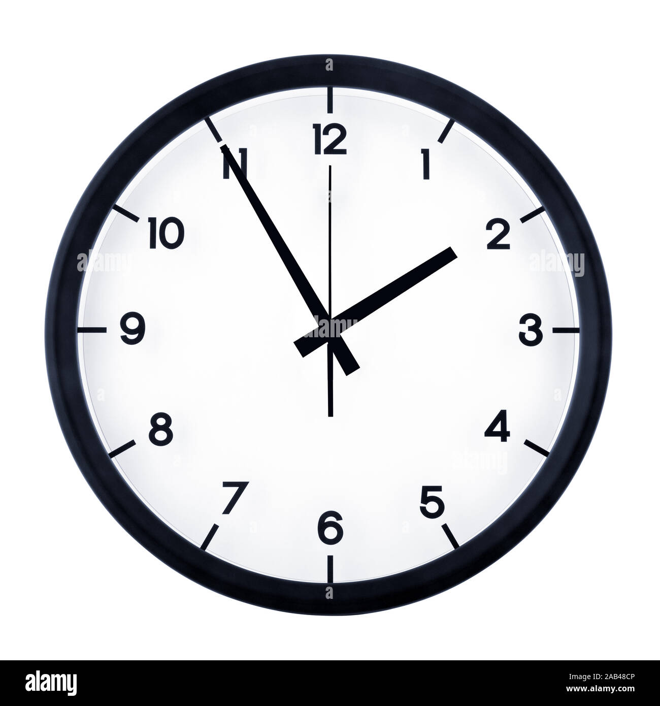 Classic analog clock pointing at one fifty five, isolated on white ...