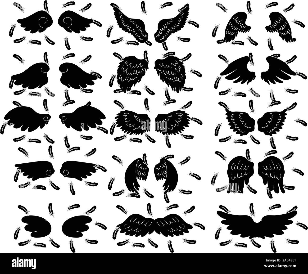 This is a illustration of Angel wings of feathers fluttering Stock ...