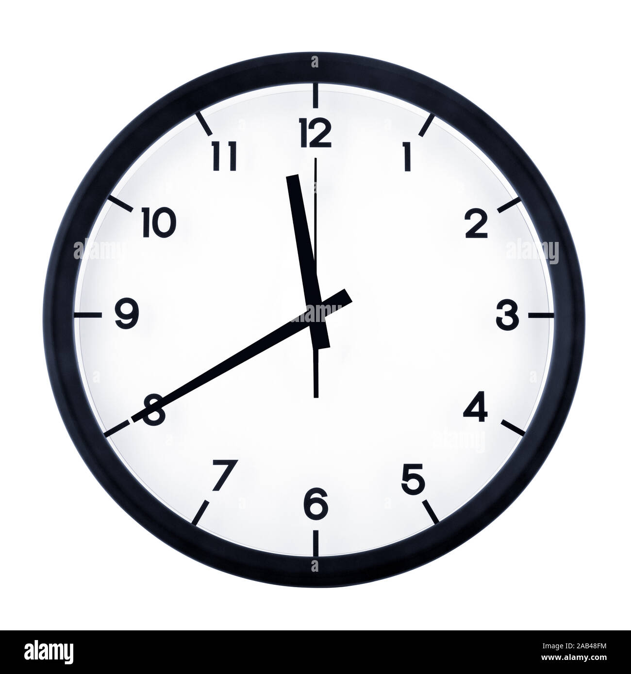 Classic analog clock pointing at eleven forty, isolated on white ...