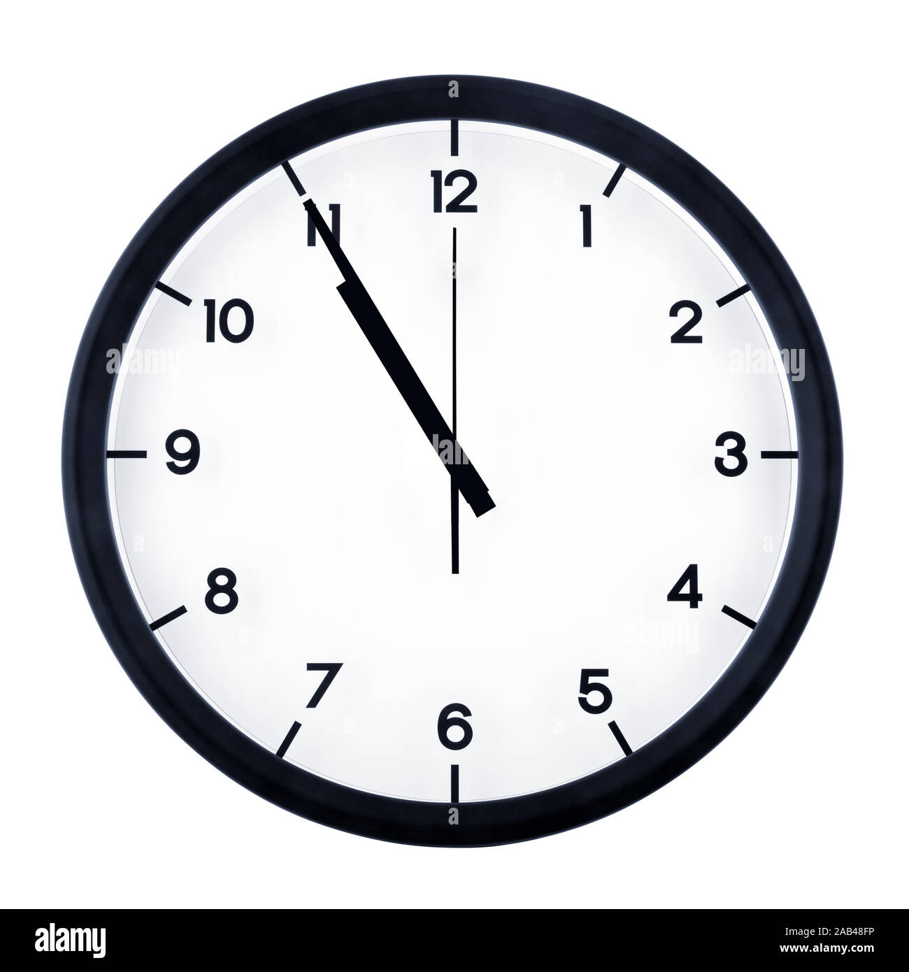 Classic analog clock pointing at ten fifty five, isolated on white ...