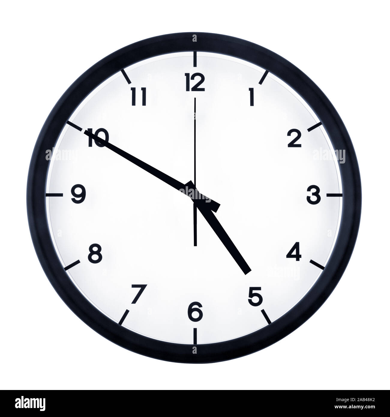Classic analog clock pointing at four fifty, isolated on white ...
