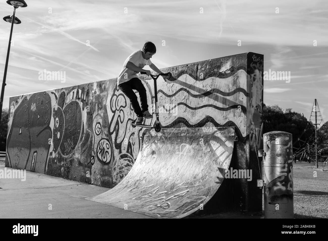 Scooter riders perform in a professional competition at the Hanley ...