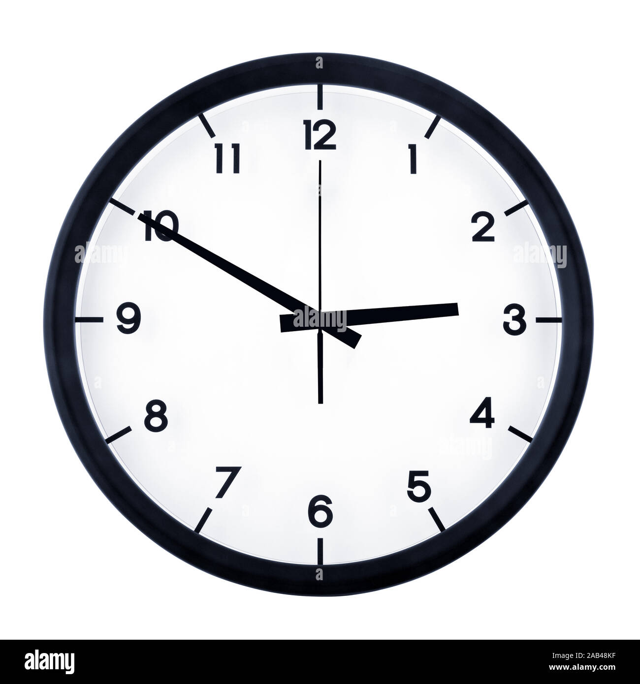 Classic analog clock pointing at two fifty, isolated on white ...