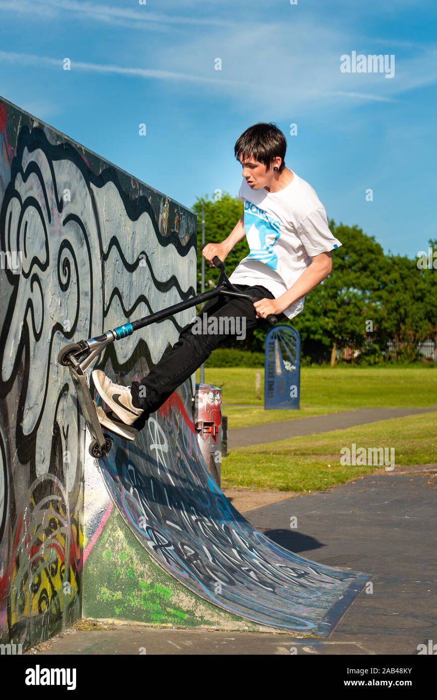 Scooter riders perform in a professional competition at the Hanley ...