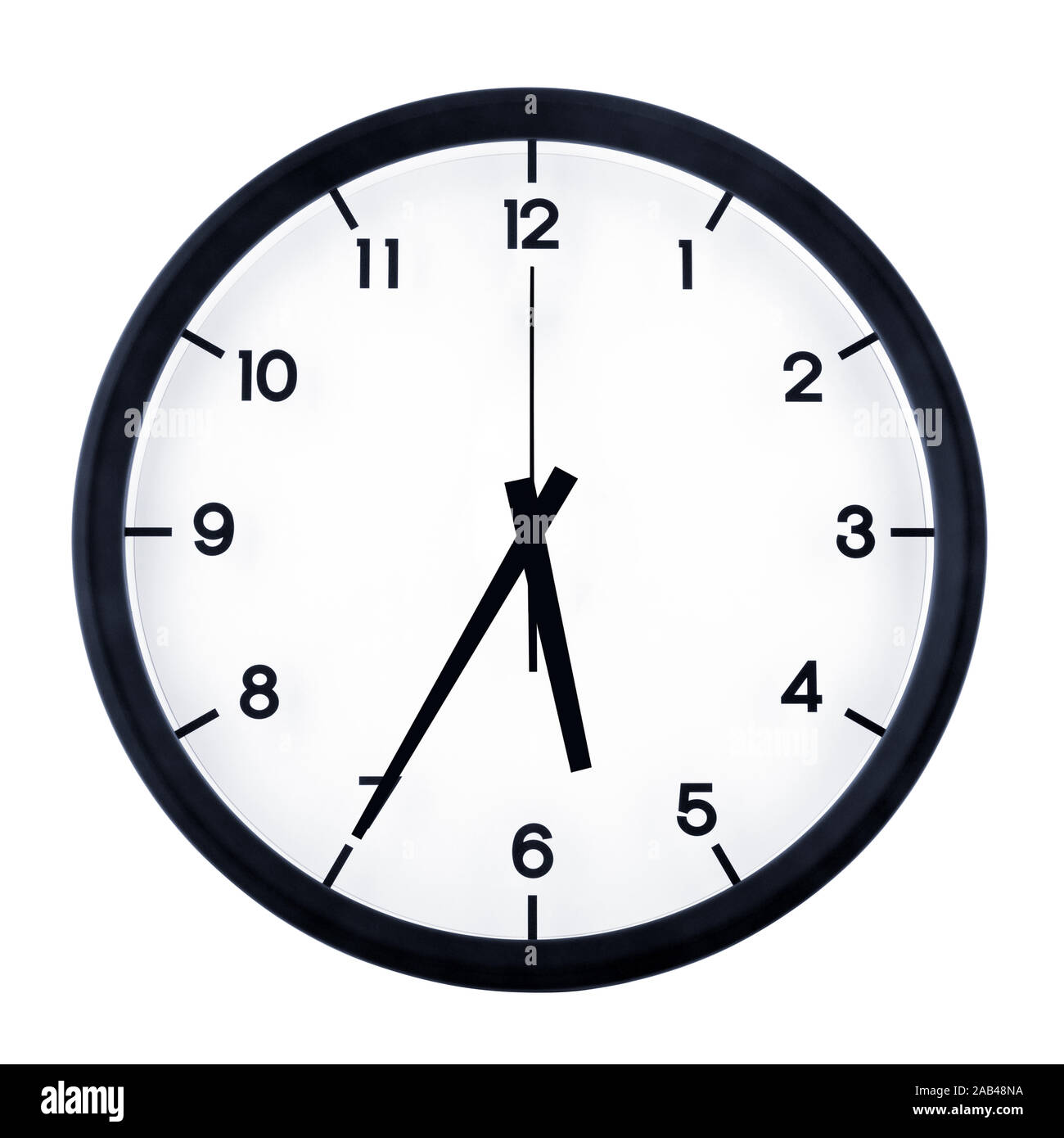Classic analog clock pointing at five thirty five, isolated on white ...