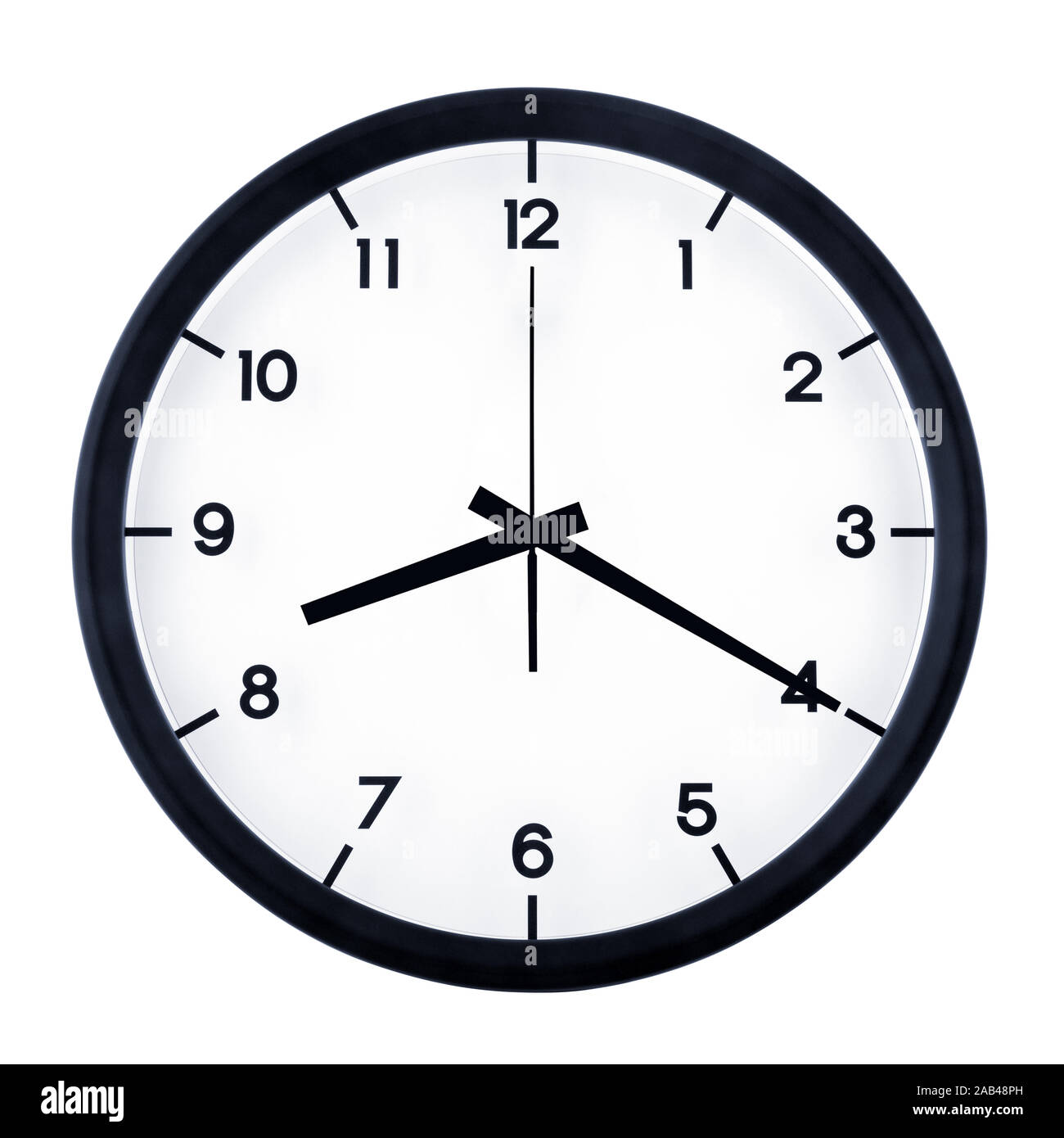 Classic analog clock pointing at eight twenty, isolated on white ...