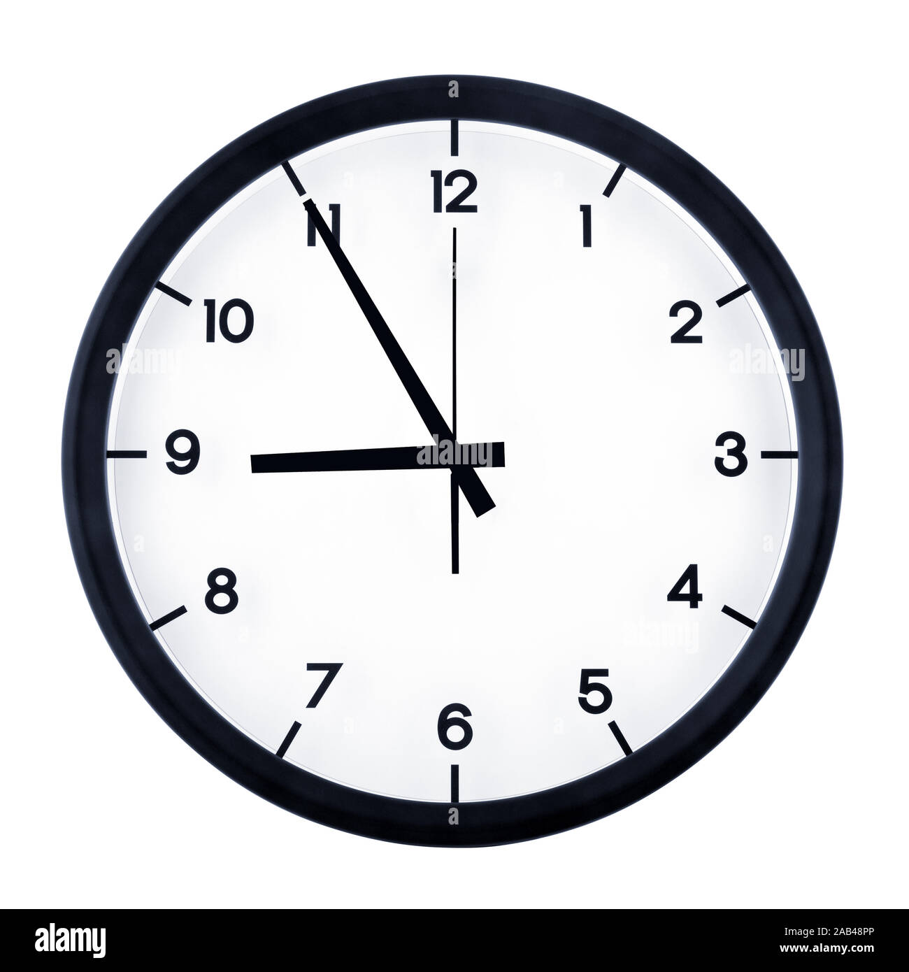 Classic analog clock pointing at eight fifty five, isolated on white ...