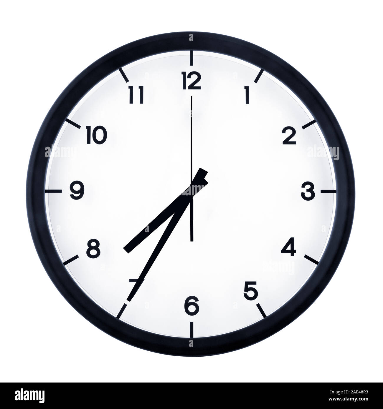 Classic analog clock pointing at seven thirty five, isolated on white ...