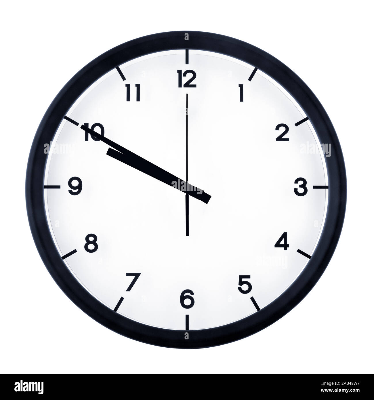 Classic analog clock pointing at nine fifty, isolated on white ...