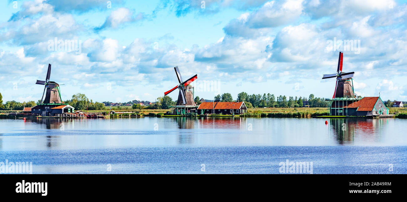 Windmills in the village of Volendam, Netherlands Stock Photo - Alamy