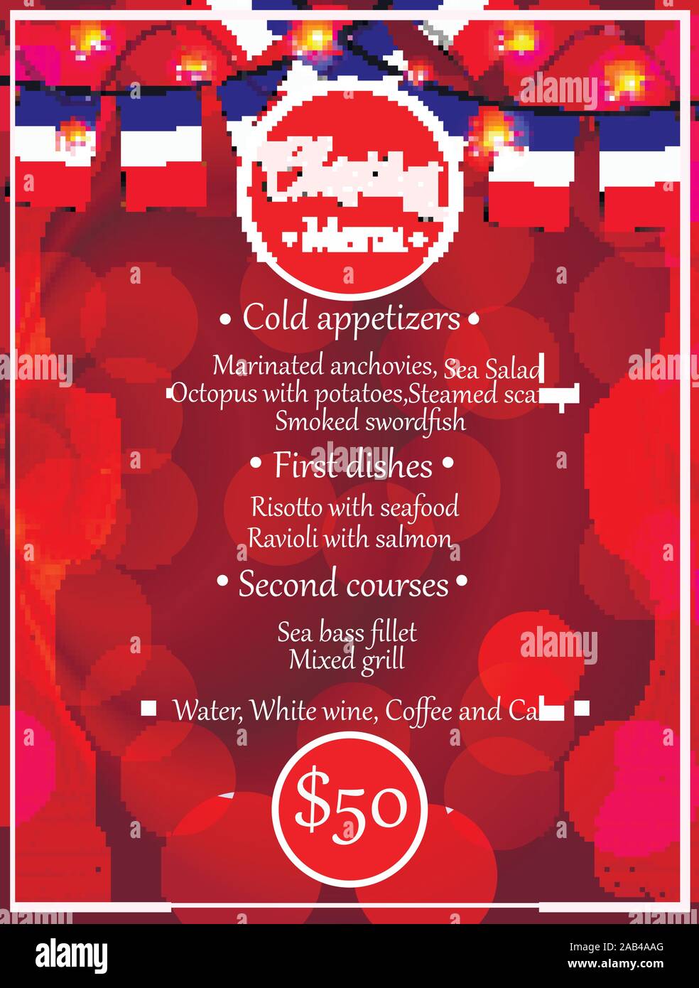 Bright banner festive menu with flags of France. Festive template for ...