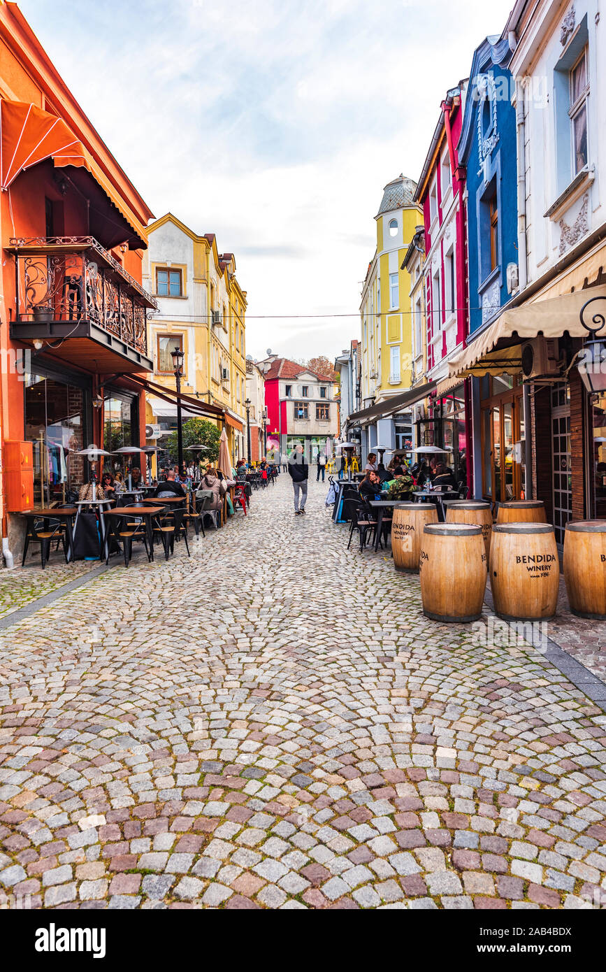 Plovdiv, Bulgaria - Streets and coffees at Kapana district in city of ...