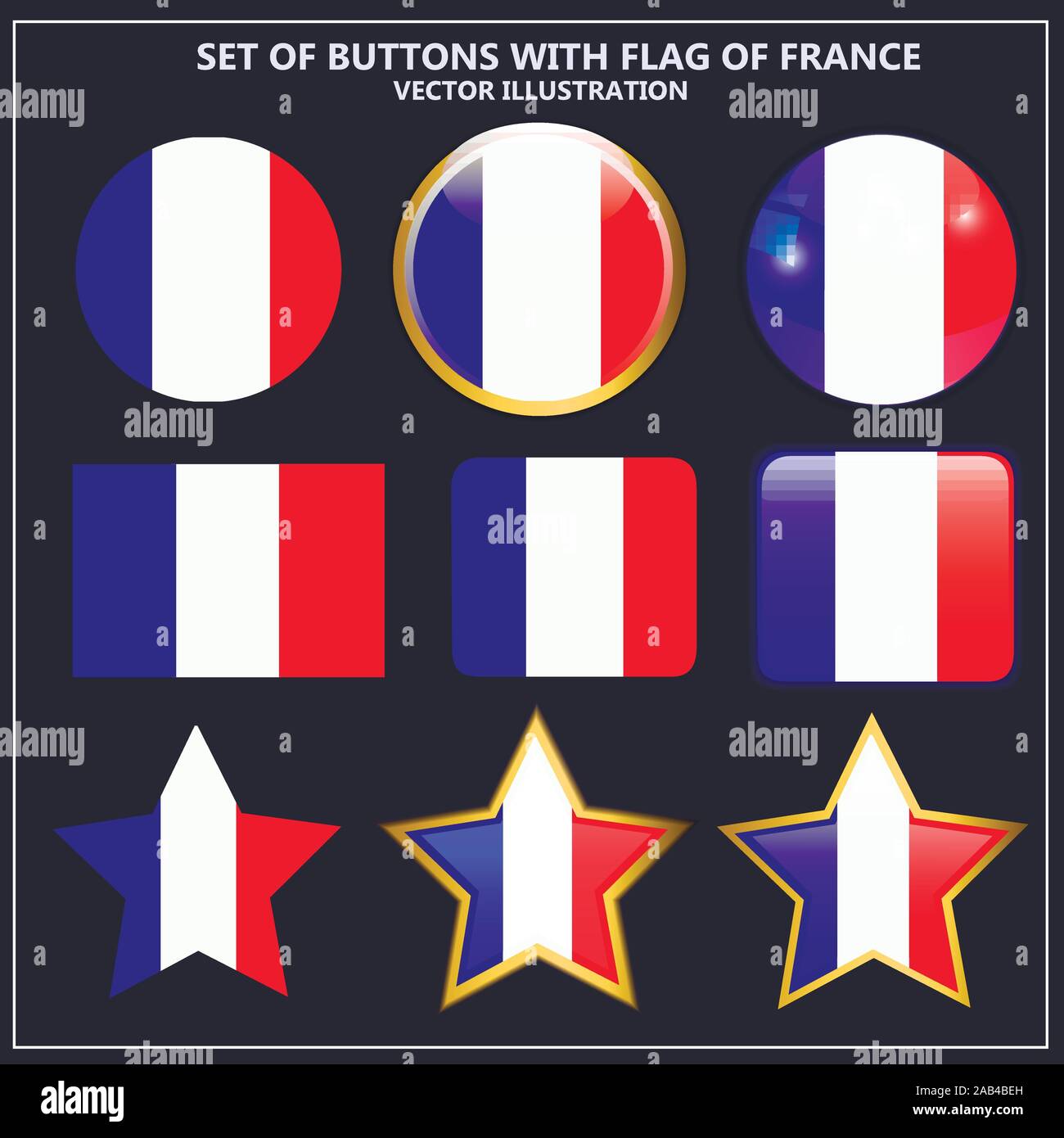 Bright set of banners with flag of France. Happy France day ...