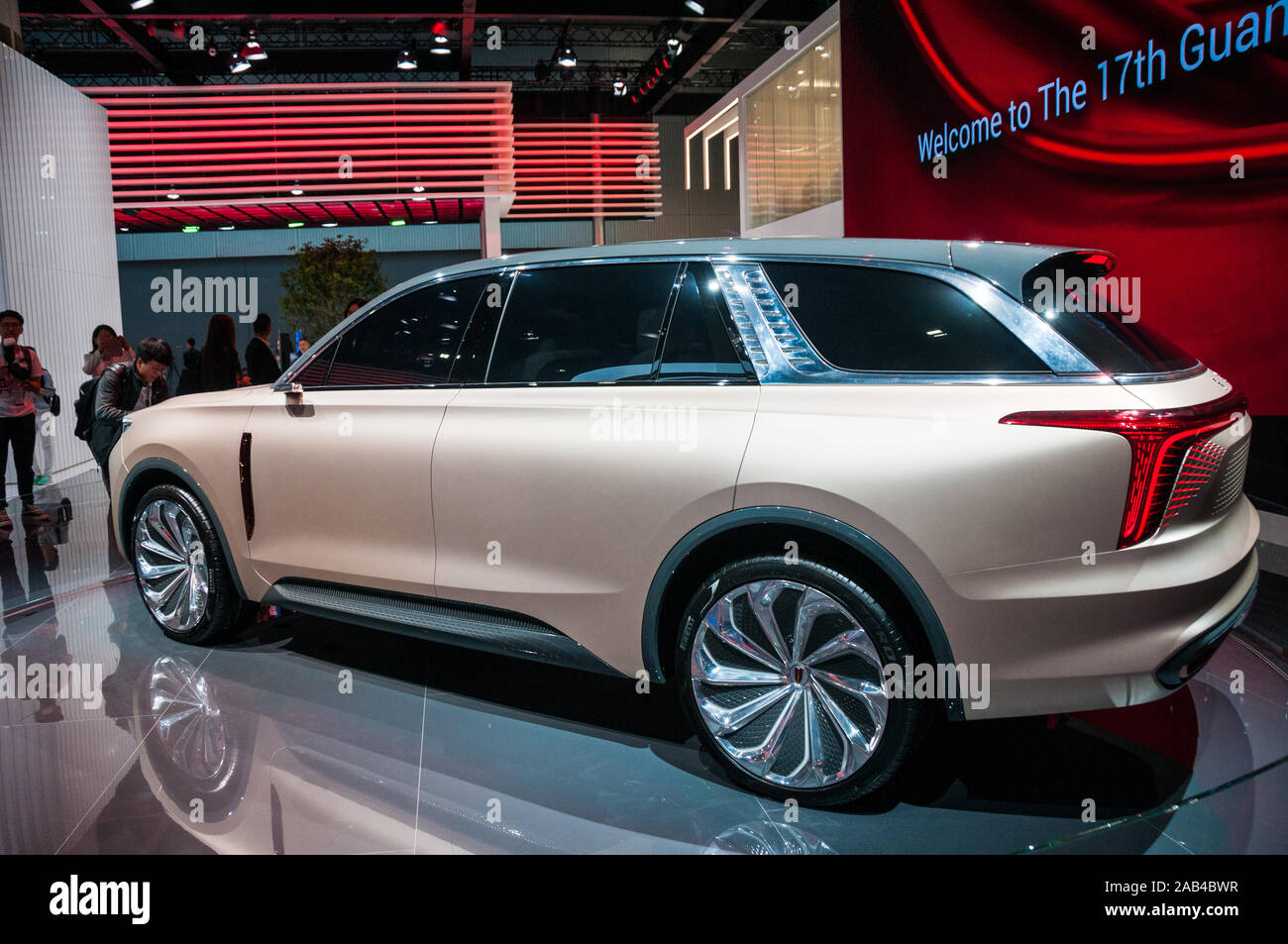 The Hongqi E115 electric car concept on display at the 2019 Guangzhou ...