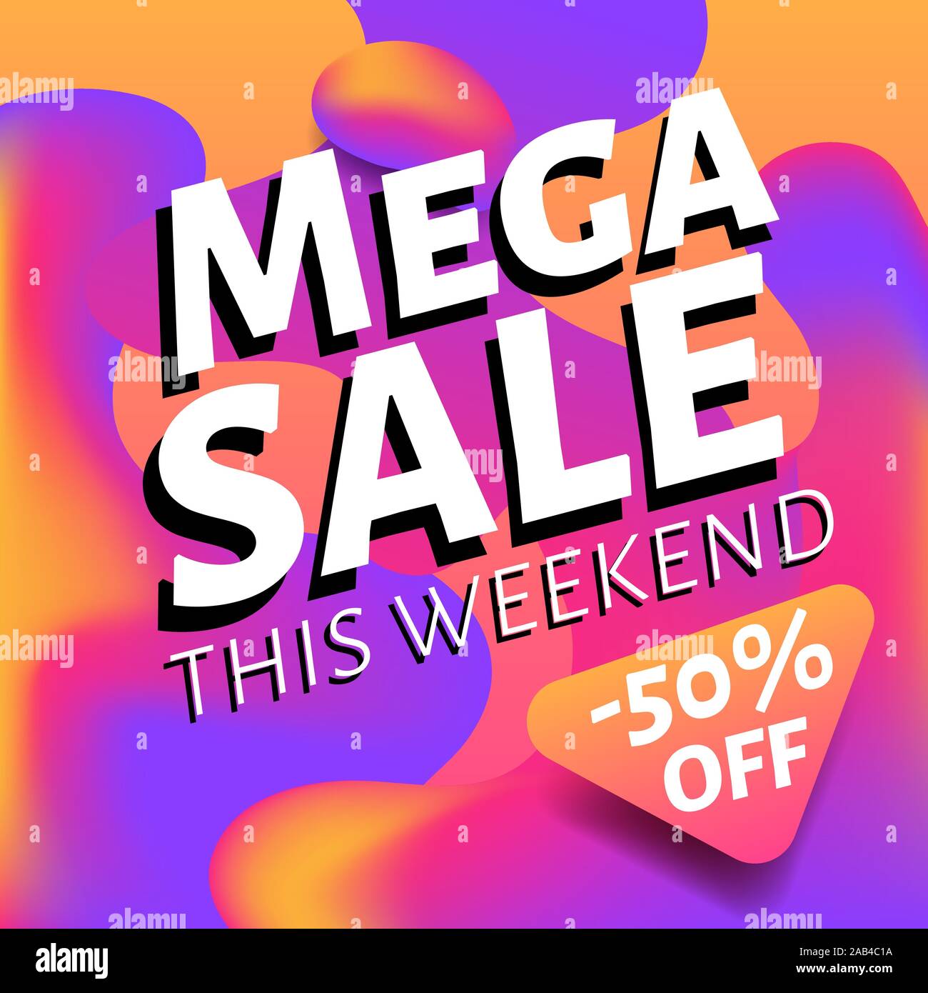 Special weekend mega sale advertising web banner or poster, placard ...