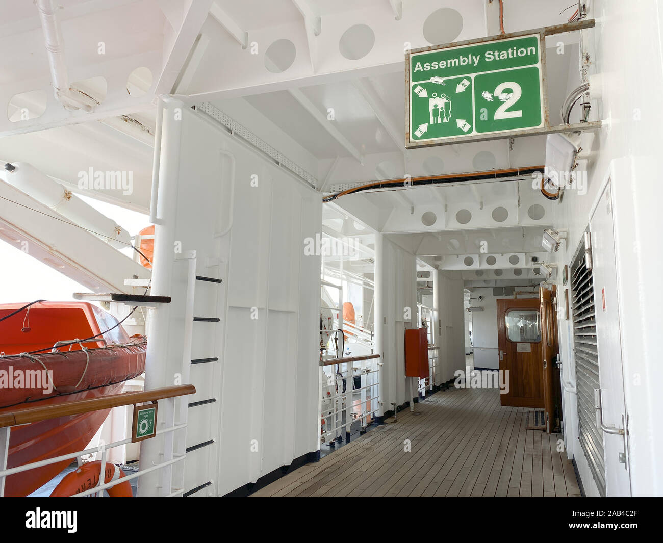 A cruise ship sign designating where the assembly station is in case of ...