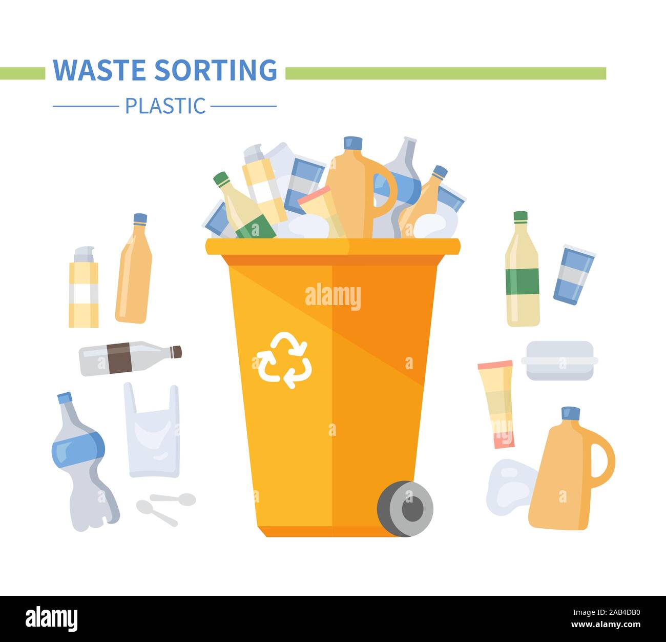 Plastic waste sorting - modern flat design style illustration Stock ...