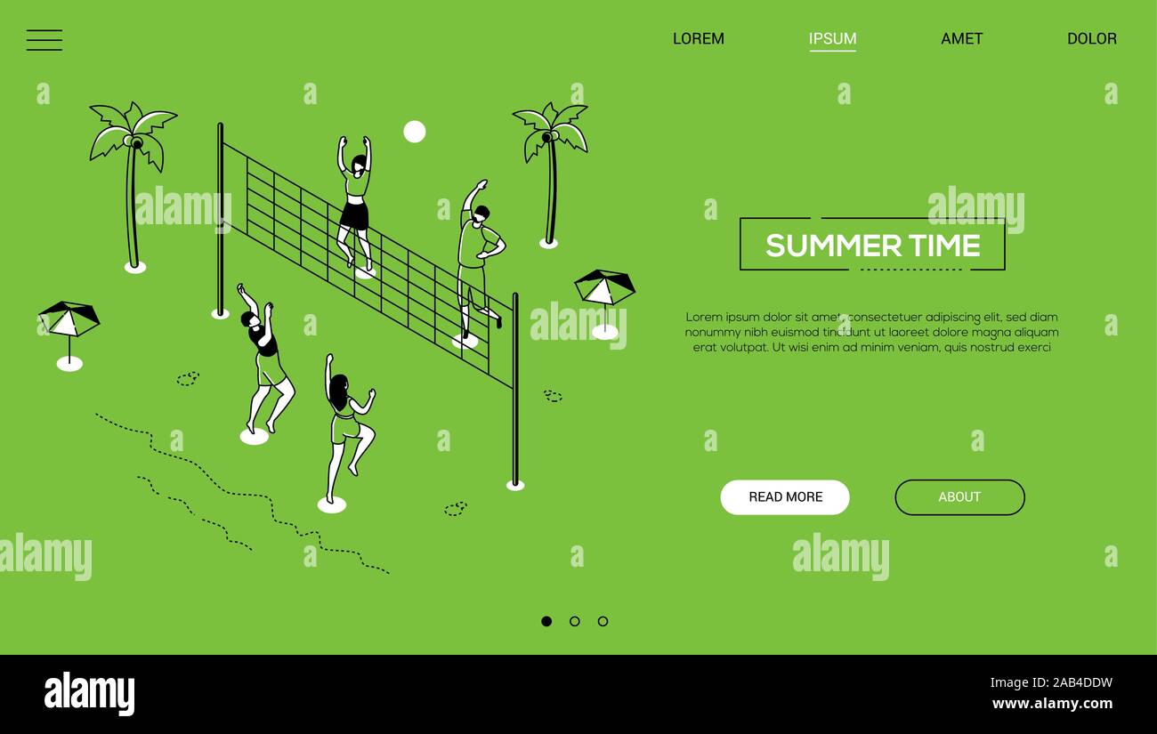 Summer time - line design style isometric web banner Stock Vector Image ...