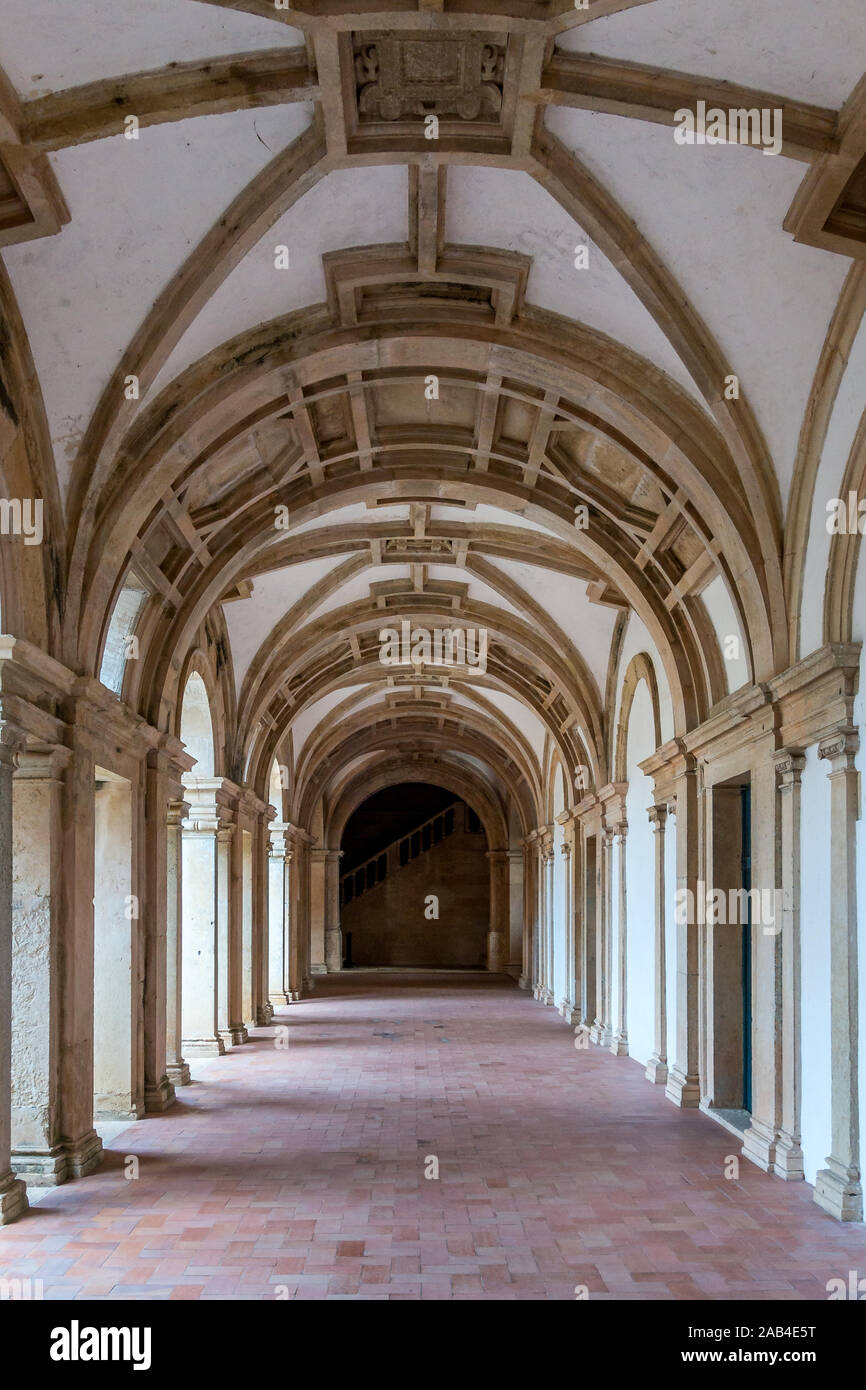 Colonnade encircling courtyard in medieval landmark convent building ...