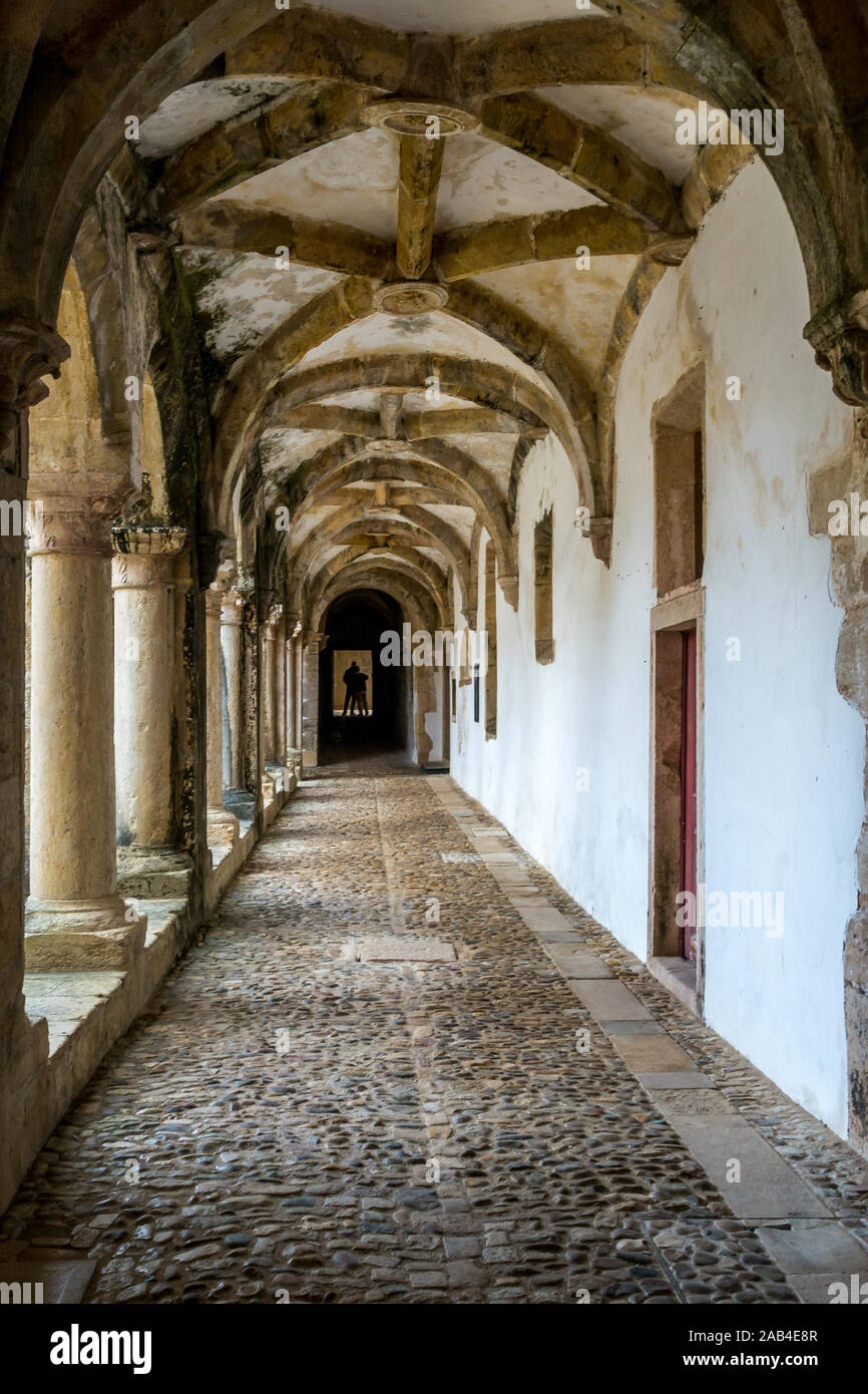 Colonnade encircling courtyard in medieval landmark convent building ...
