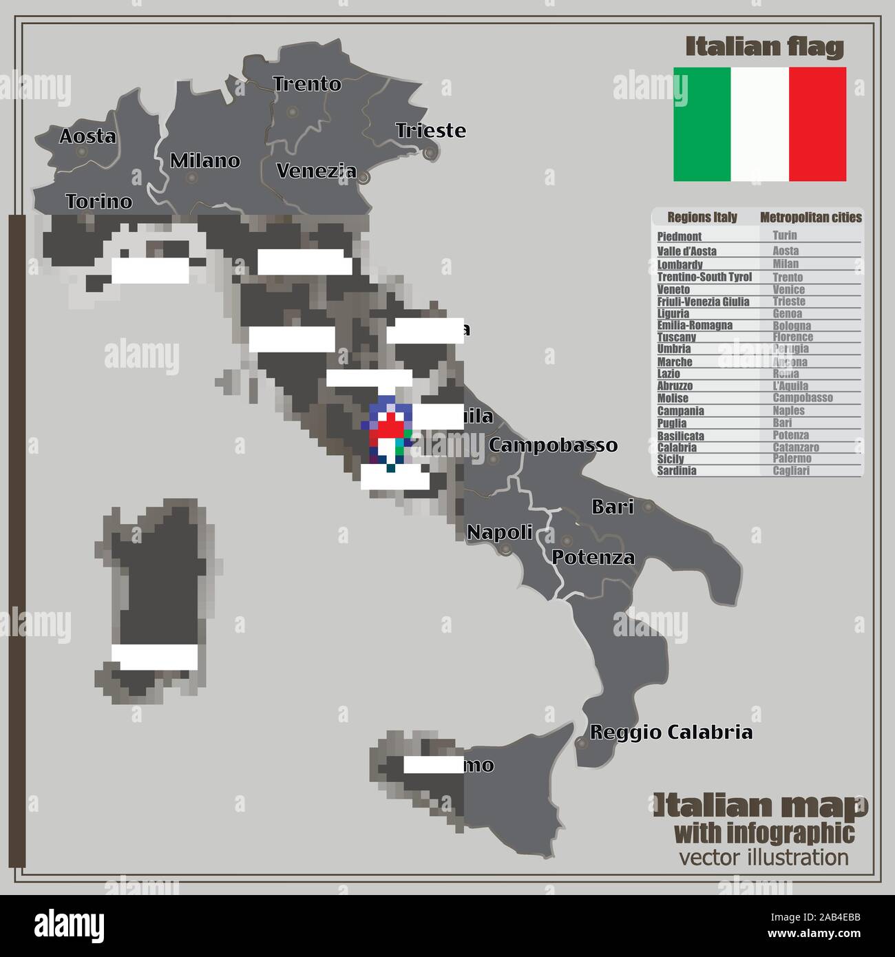 Map of Italy with infographic. Illustration with italian infographic ...
