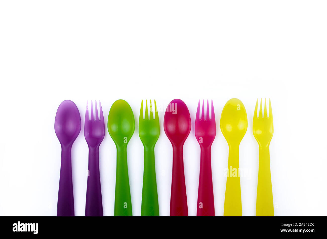Plastic Spoon and Fork with white background Stock Photo - Alamy
