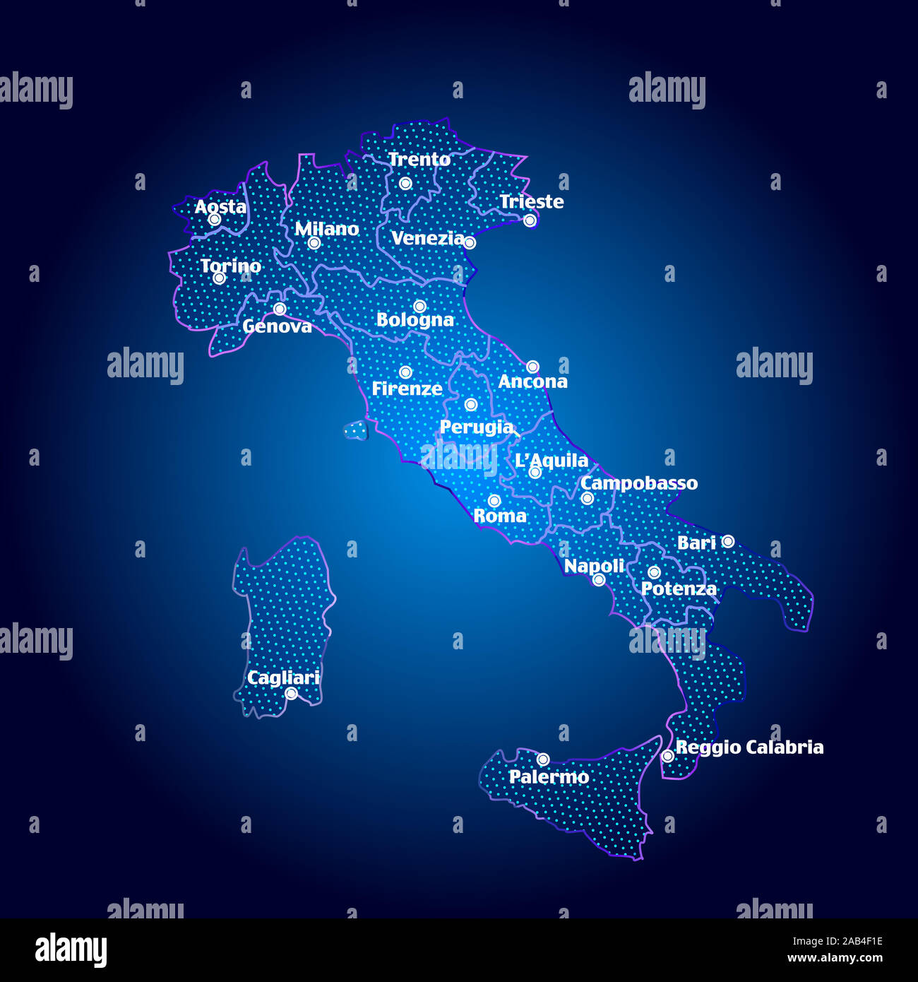 Map of Italy. Bright illustration with colorful italian map. Italy map ...