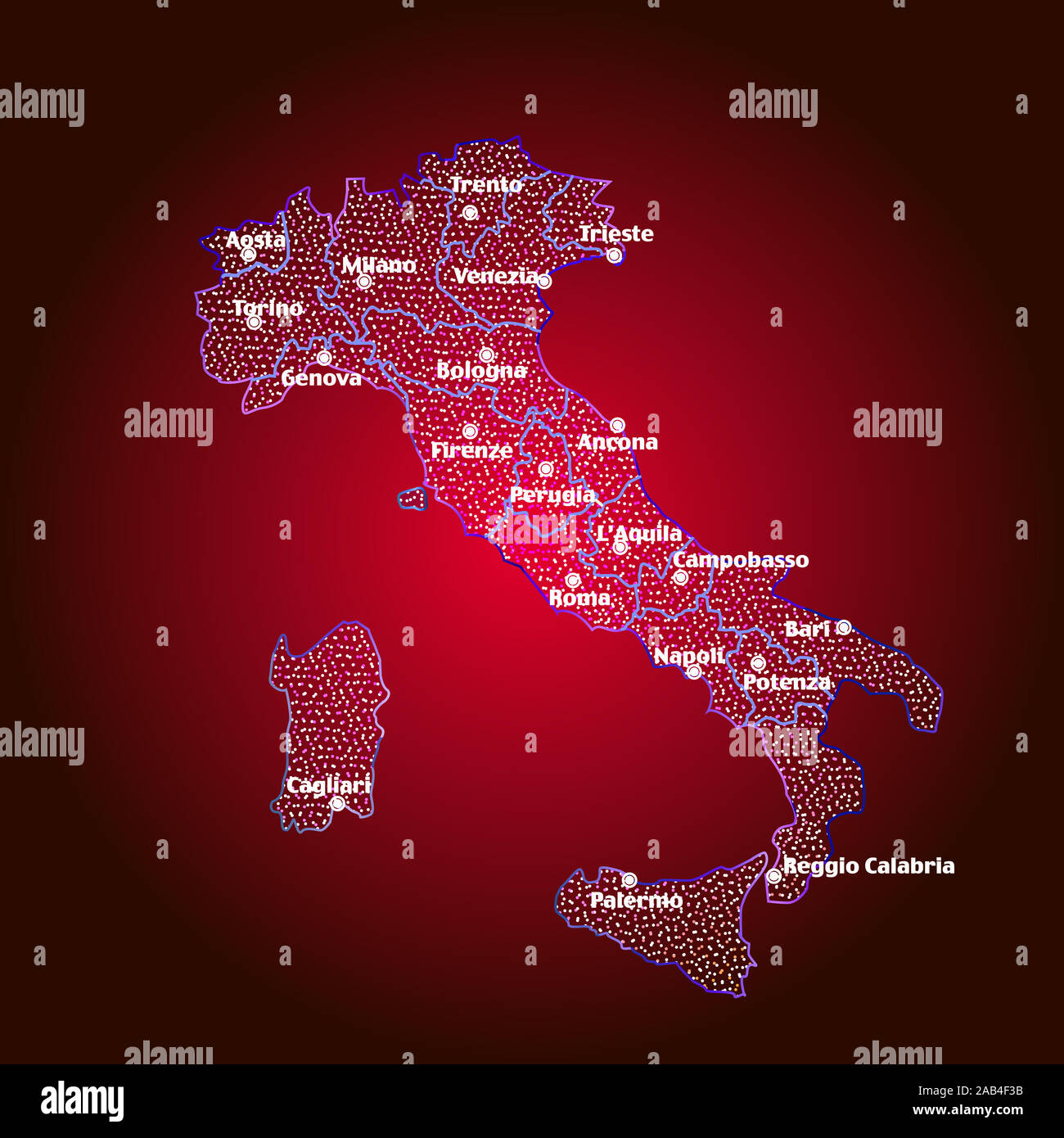 Map of Italy. Bright illustration with colorful italian map. Italy map ...
