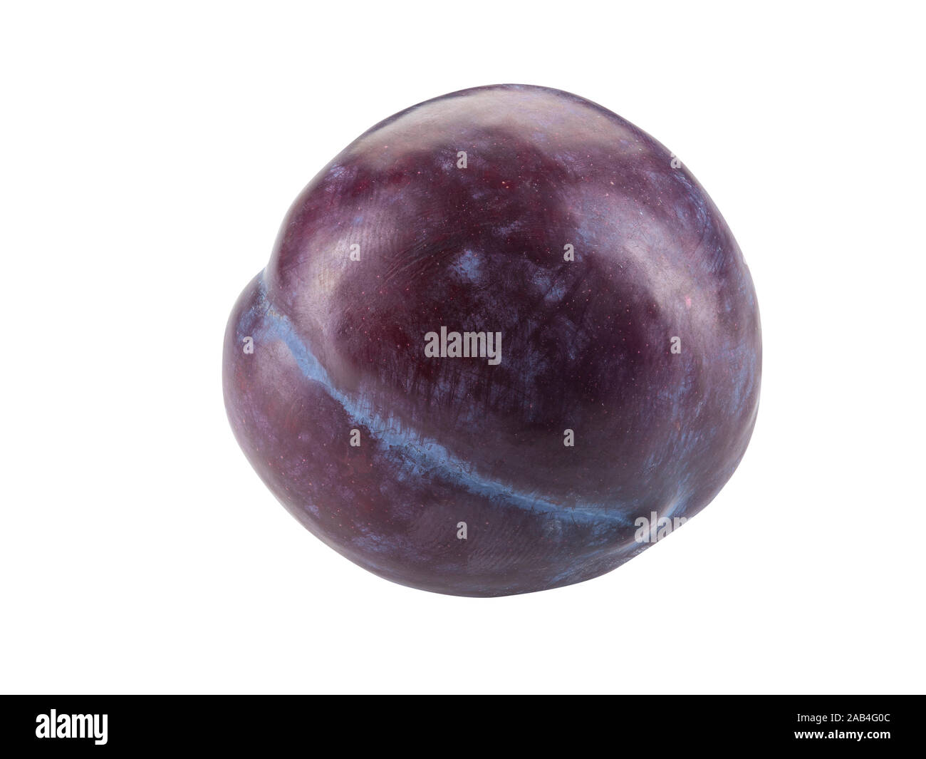 Smooth-skinned, mellow, purple plum fruit isolated on white background ...