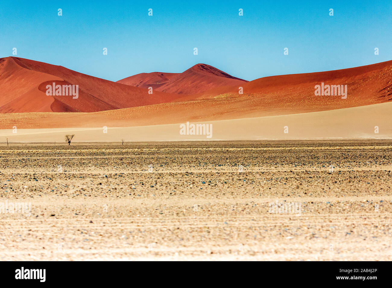 Sossusvlei and red sand dunes in the namib desert in Namibia, Africa ...