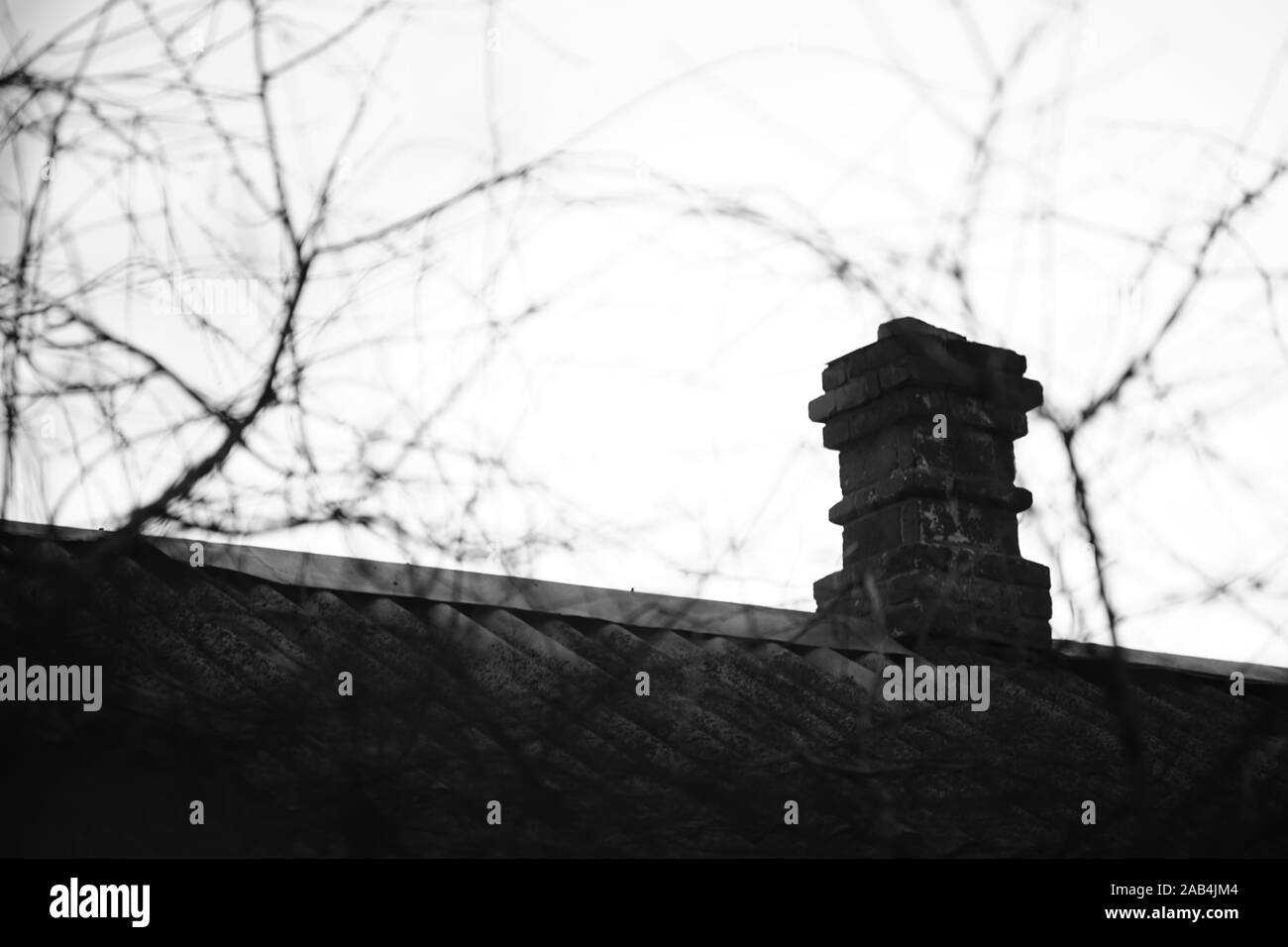 Rural rooftop chimney Black and White Stock Photos & Images - Alamy
