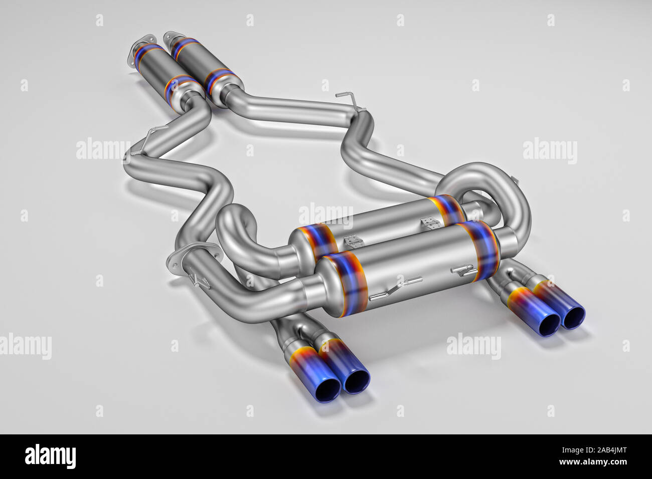 Tuning exhaust system for a sports car. Car muffler, exhaust silencer ...