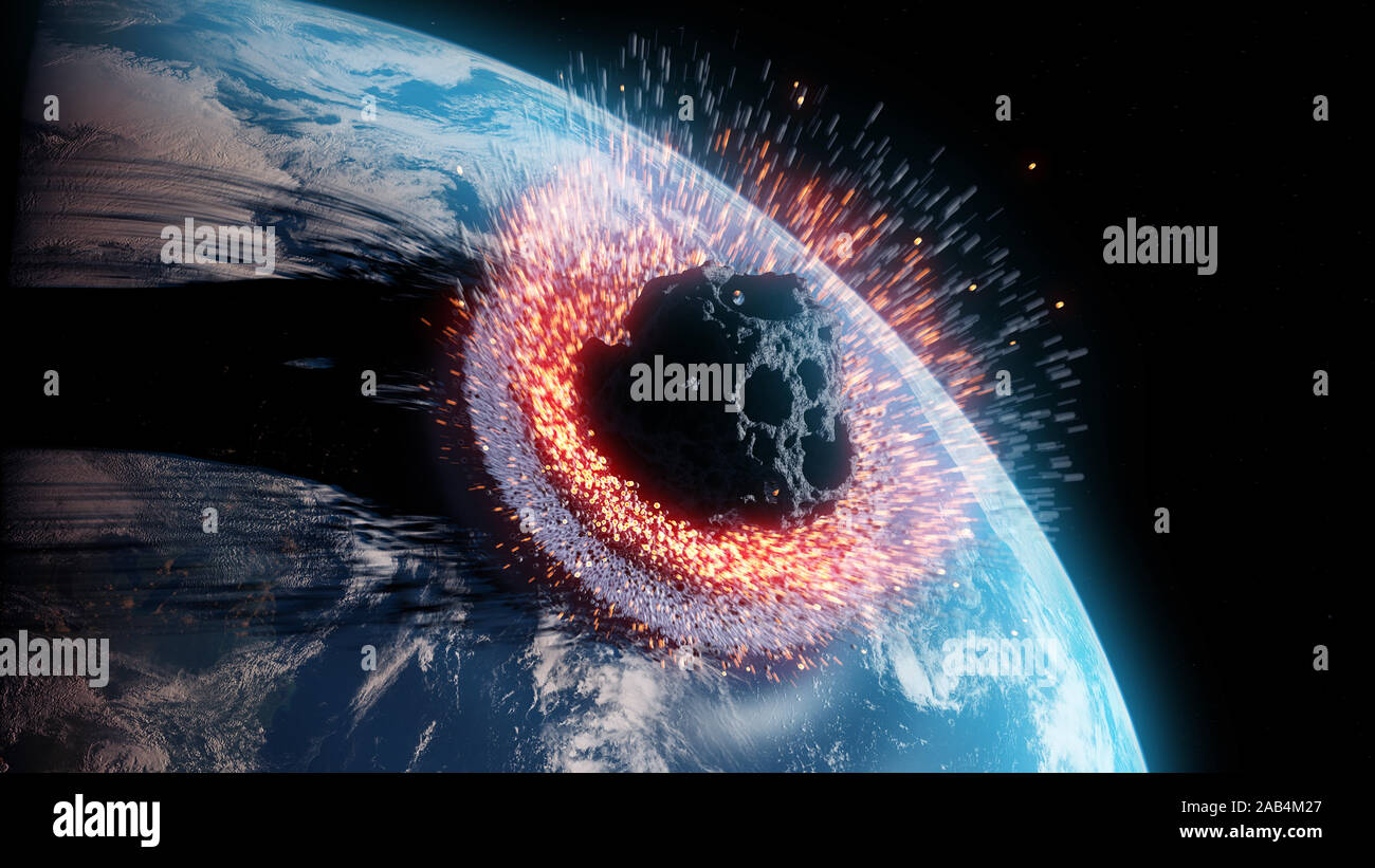 3d rendered illustration of an asteroid impacts earth Stock Photo - Alamy