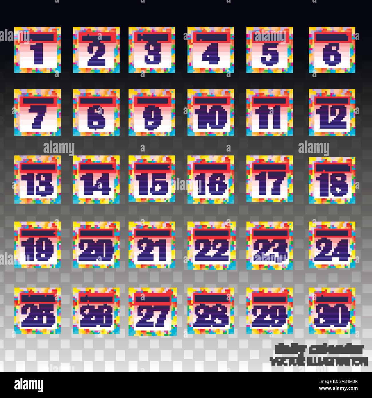 Set of buttons with calendar dates for the month of November. For ...