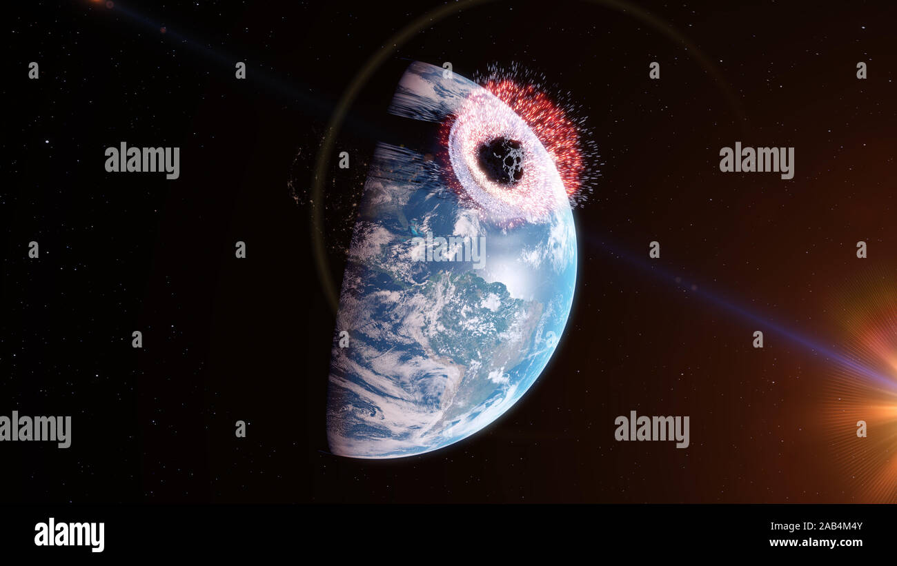 3d rendered illustration of an asteroid impacts earth Stock Photo - Alamy